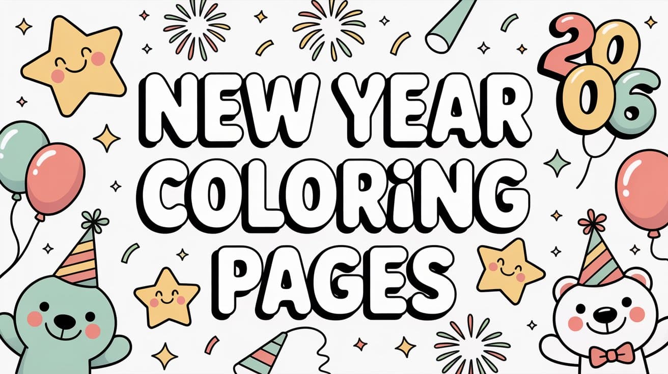 🎉 20 New Year Coloring Pages (Free Printable Fun for Kids!) - Peachy Sketch